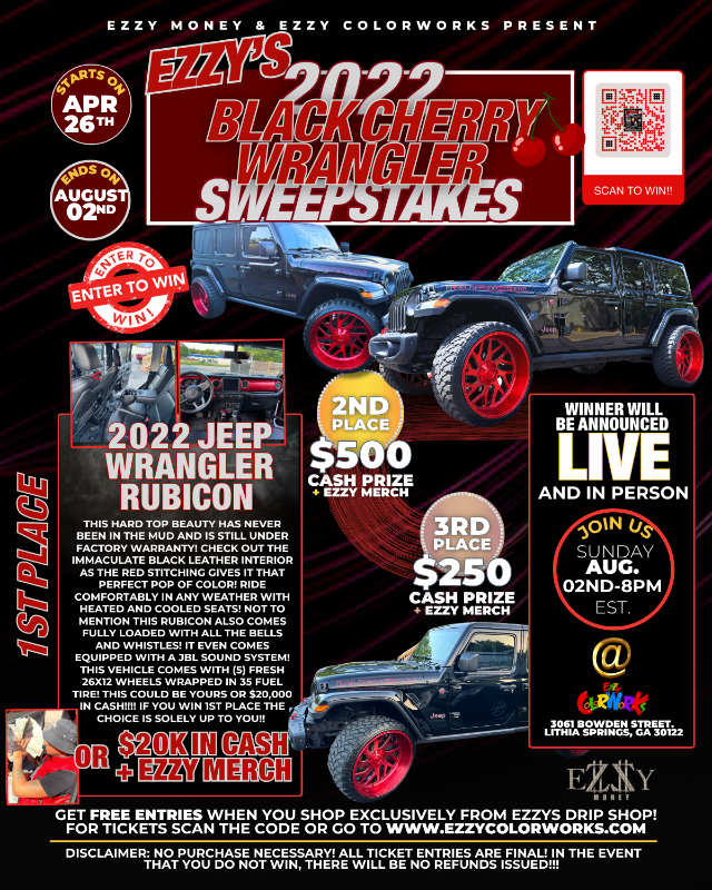 Ezzy’s Black Cherry Rubicon Sweepstakes | Raffle Creator
