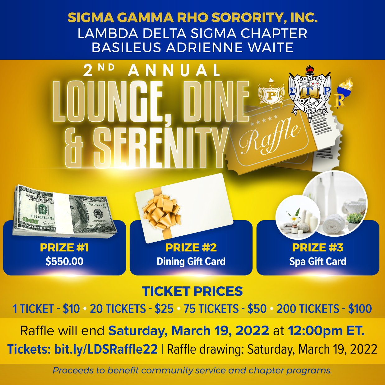 Lounge, Dine and Serenity Raffle | Raffle Creator