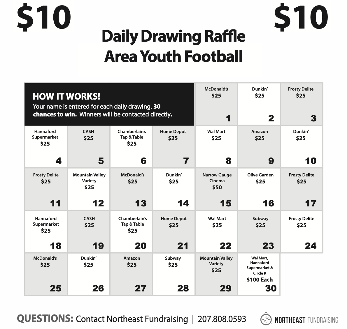 Daily Drawing Raffle - Area Youth Football | Raffle Creator