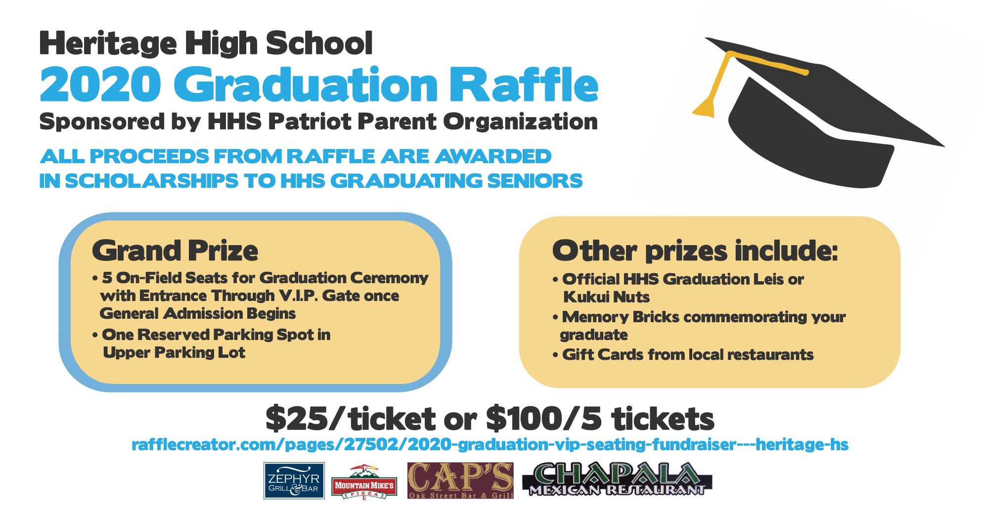 2020 Graduation VIP Seating Fundraiser - Heritage HS | Raffle Creator
