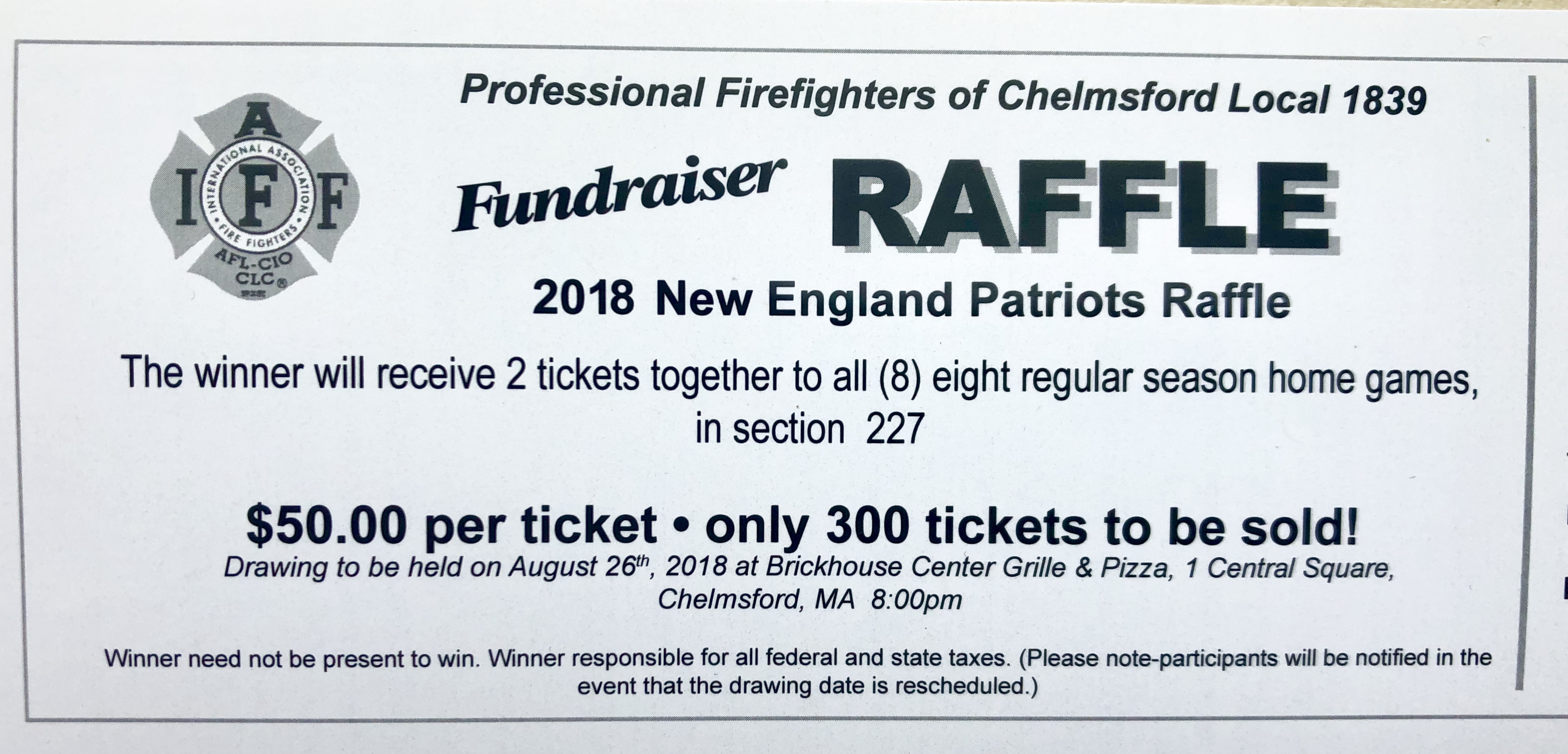 4th Annual Patriots Season Ticket Raffle- 2 tickets | Raffle Creator
