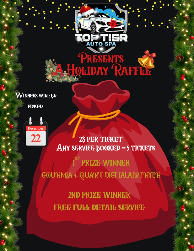 Top Tier Auto Spa Holiday Raffle | Raffle Creator