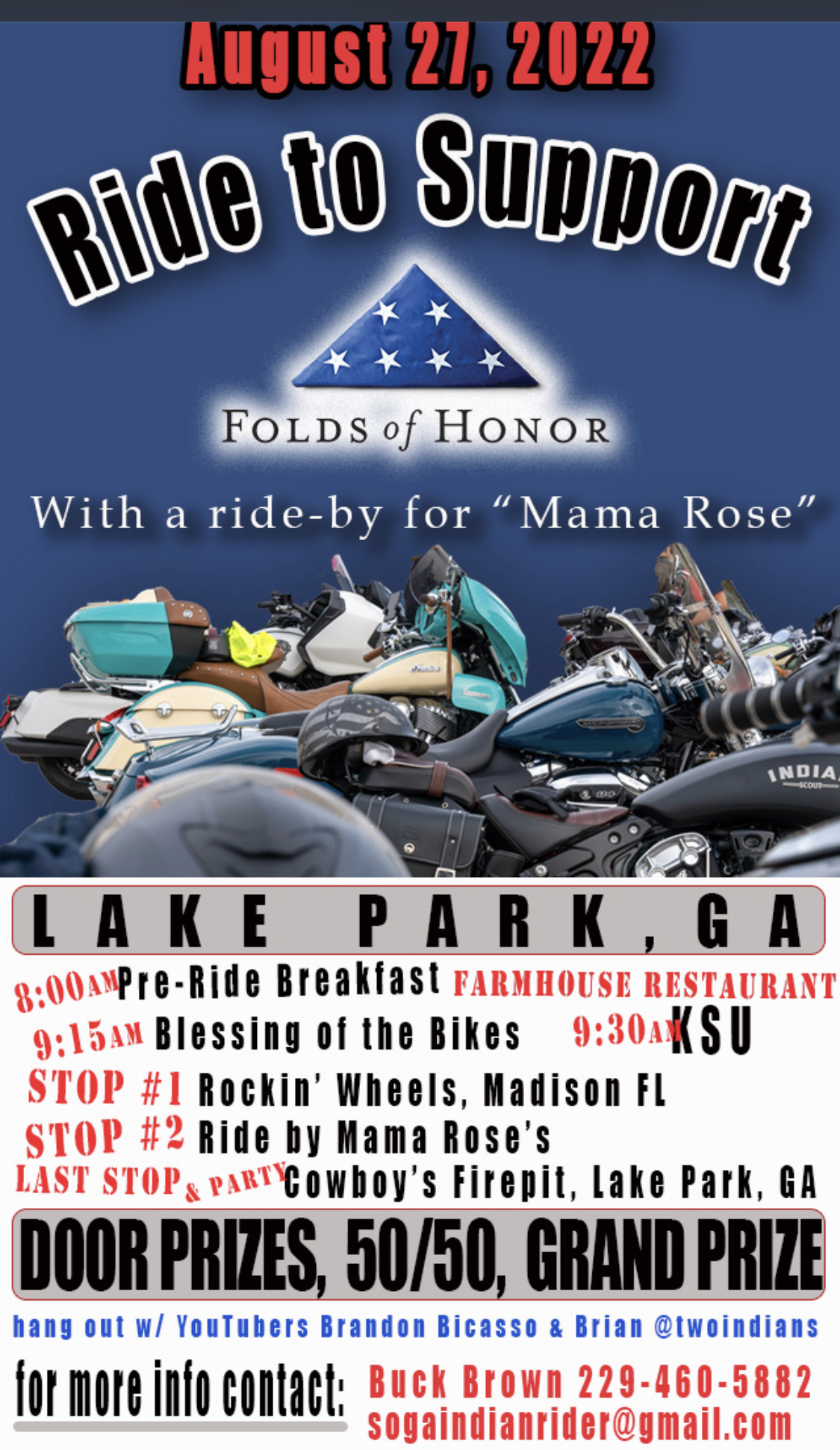 Ride For Folds of Honor/Mama Rose Motorcycle Fundraiser | Raffle Creator