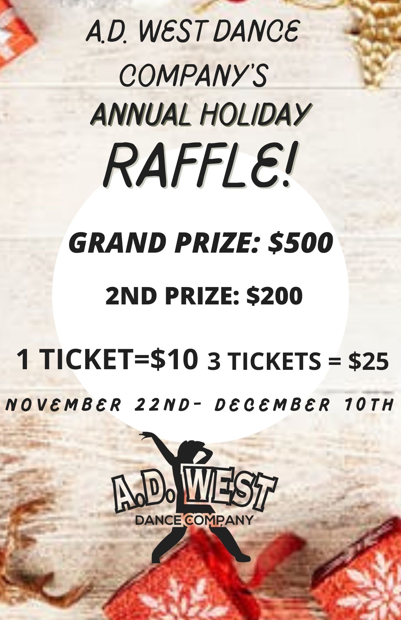 A.D. West Dance Company's Annual Holiday Raffle! | Raffle Creator
