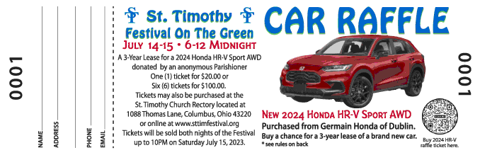 "New 2024 Honda HR-V Sport Car Raffle" 3 year lease | Raffle Creator