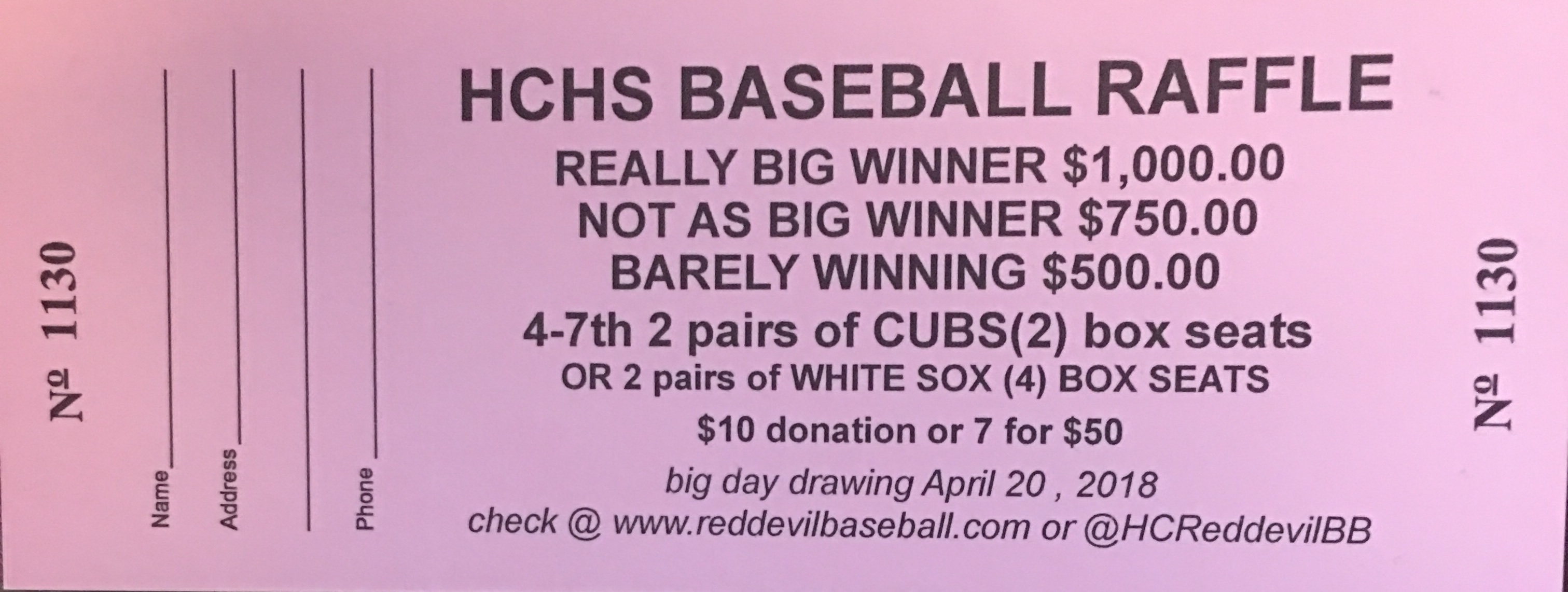 Hinsdale Central Baseball Club Raffle | Raffle Creator