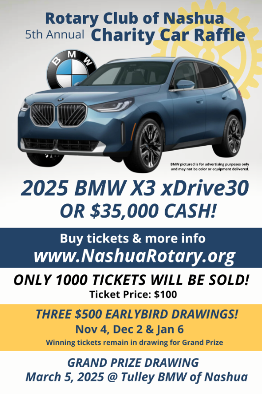 2025 Nashua Rotary Car Raffle - BMW X3 or $35,000 | Raffle Creator