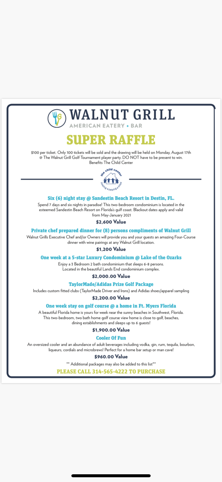 Walnut Grill Super Raffle Fundraiser | Raffle Creator