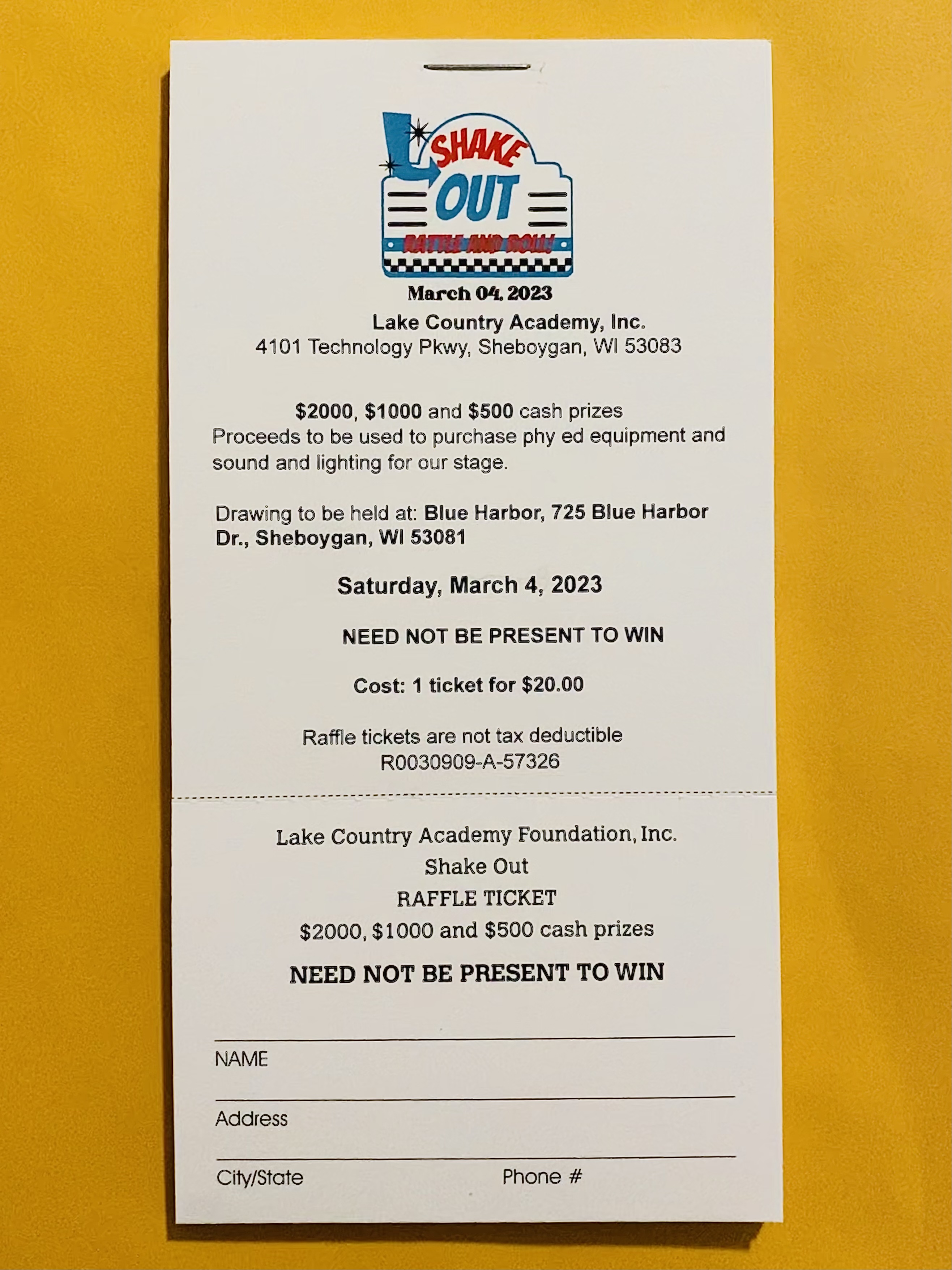 LCA SHAKE OUT FUNDRAISER | Raffle Creator