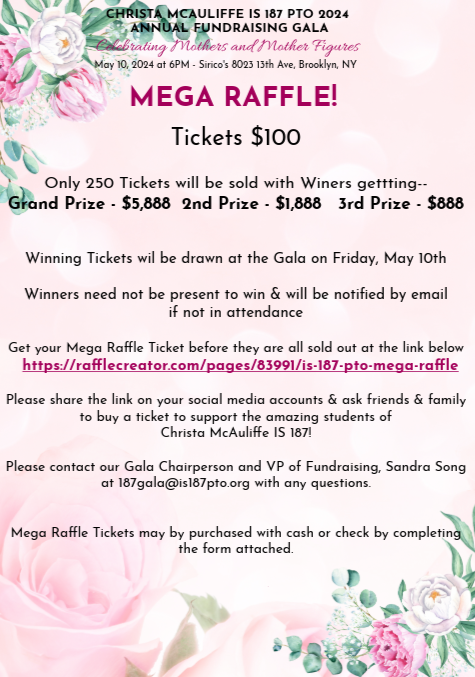 IS 187 PTO Mega Raffle | Raffle Creator