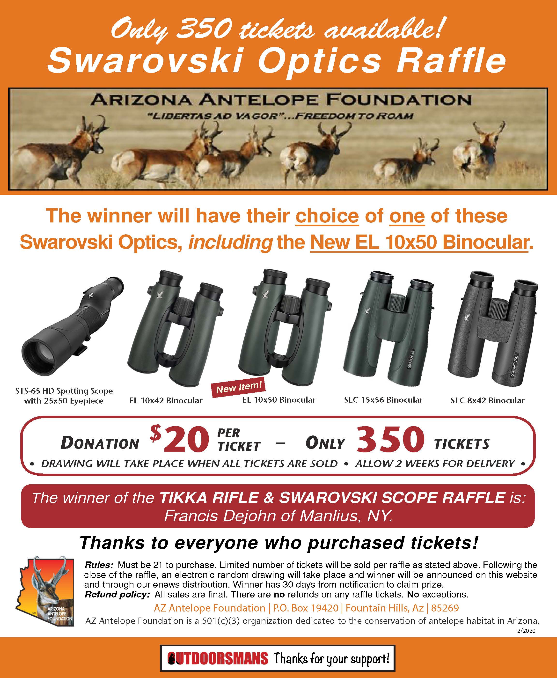 AAF Swarovski Optics February 2020 | Raffle Creator